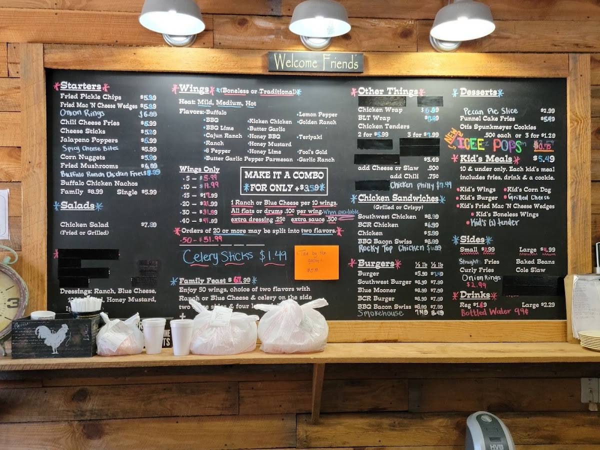 Menu at The Coop restaurant, Macclenny