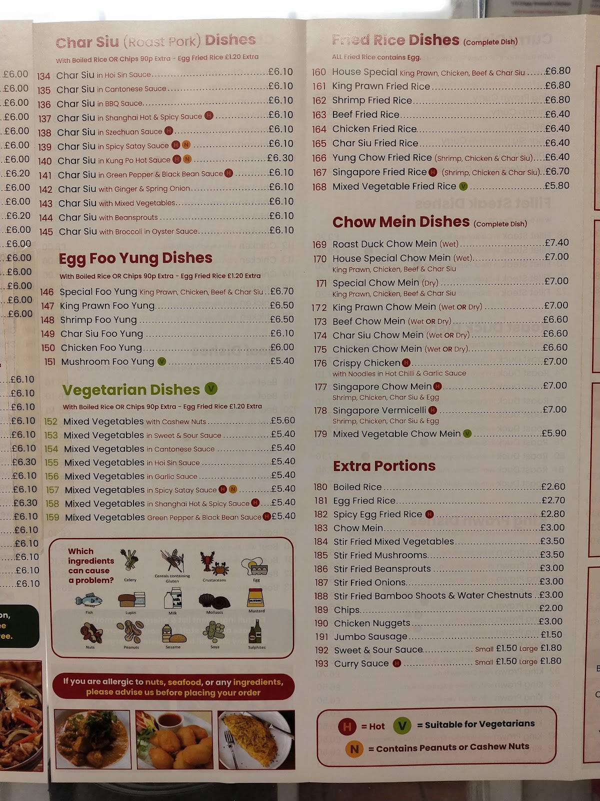 Menu at Jade Fountain restaurant, Clitheroe