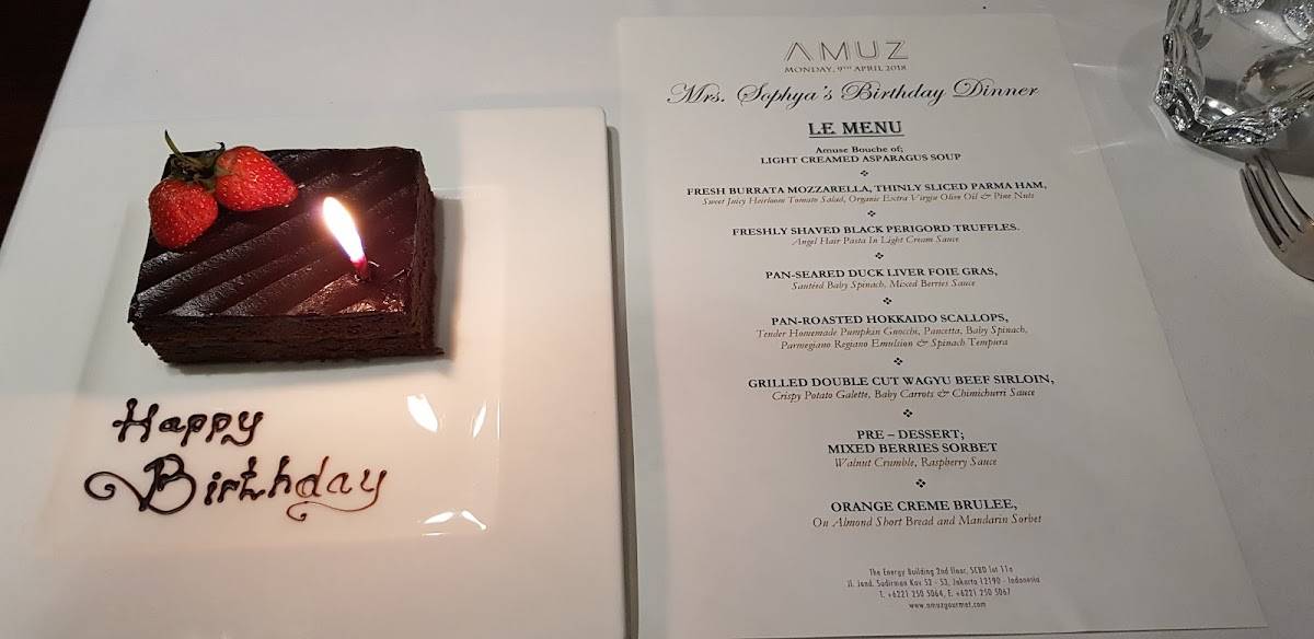 Menu at AMUZ Gourmet Restaurant, Jakarta