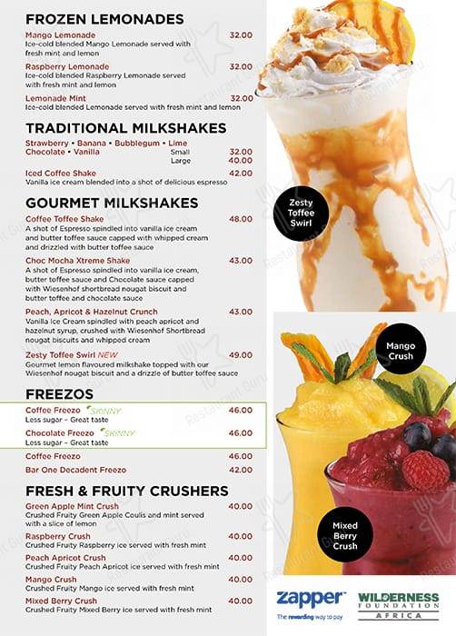 Menu at Wiesenhof cafe, Sandton, Main Road