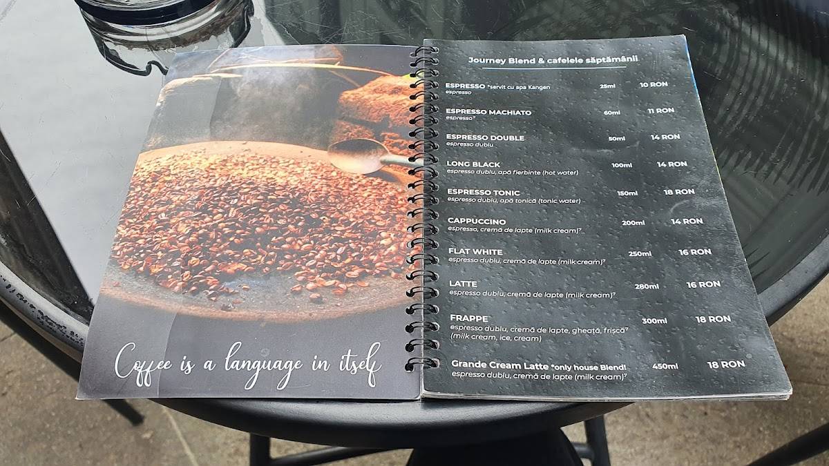 Speisekarte von Journey Kaffa Coffee Shop, Cafea proaspat prajita in ...
