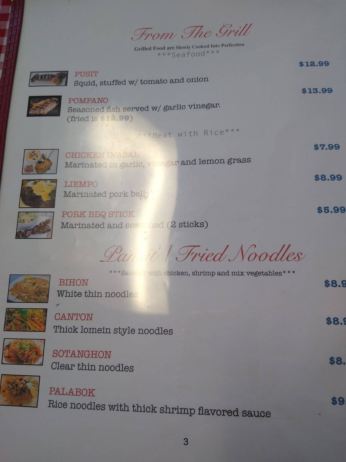 Menu at Kabayan Grill Filipino Restaurant, Kissimmee