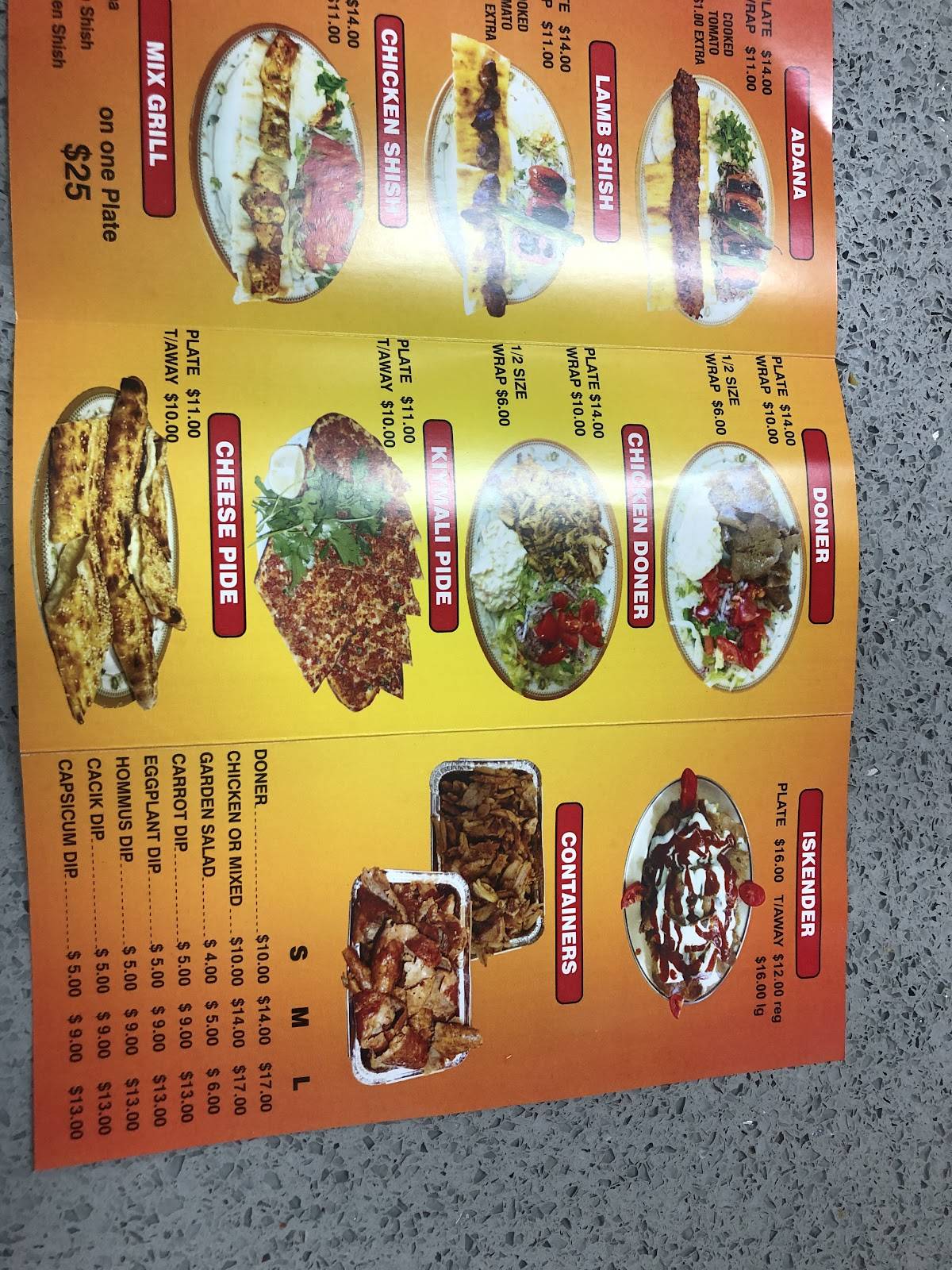 Menu at Katik Turkish Take Away fast food, Campbellfield