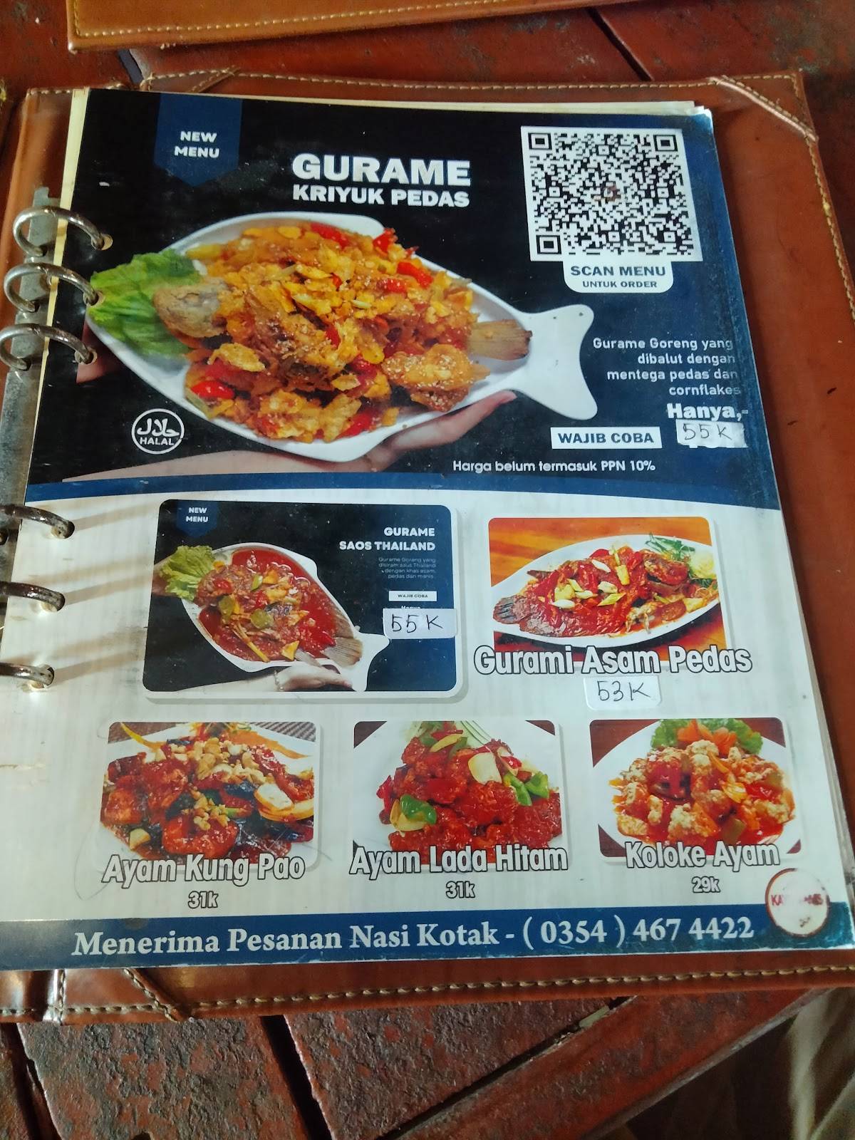Menu at Kayu Manis restaurant, Kediri