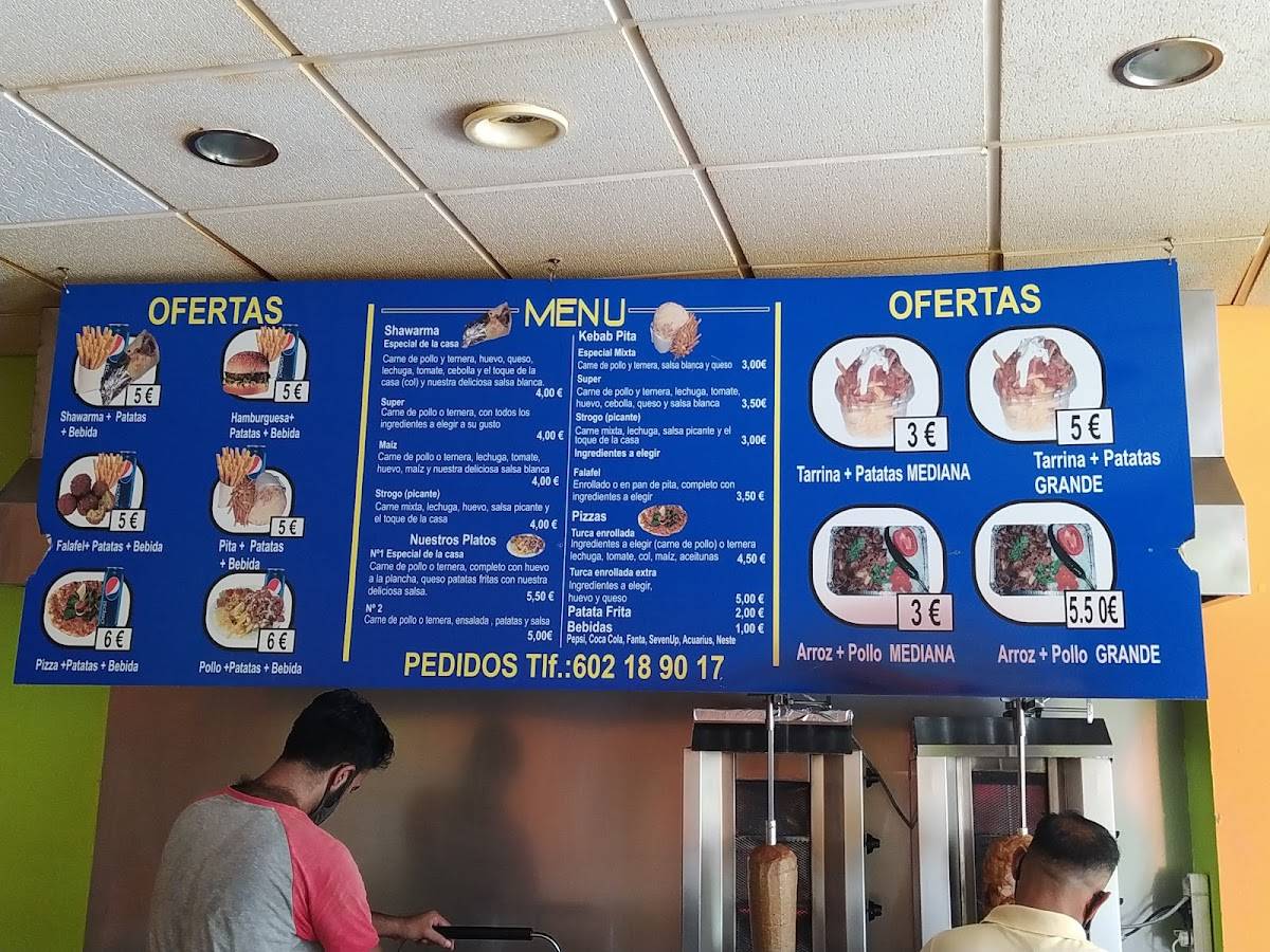 Carta de Alhambra kebab, Cúllar Vega