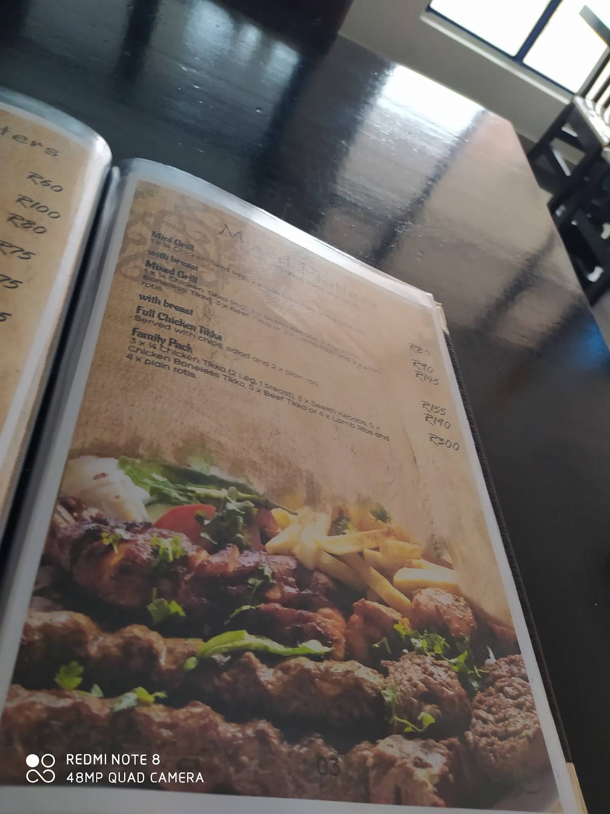 Menu at Kebabish North Beach restaurant, Durban, Shop 9