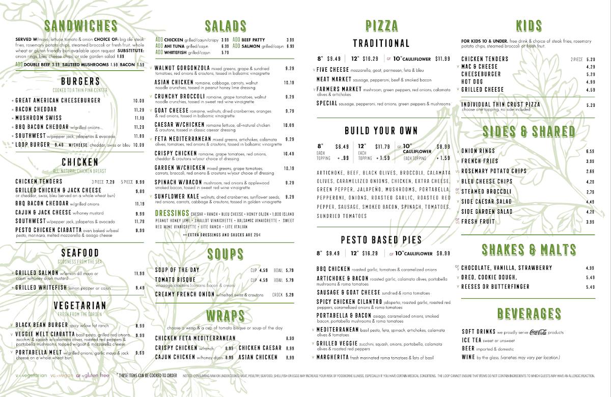 Menu at The Loop Restaurant, Kernersville