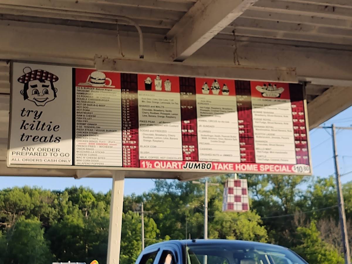 Menu at Kiltie Drive-In restaurant, Oconomowoc, N48W36154 E Wisconsin Ave