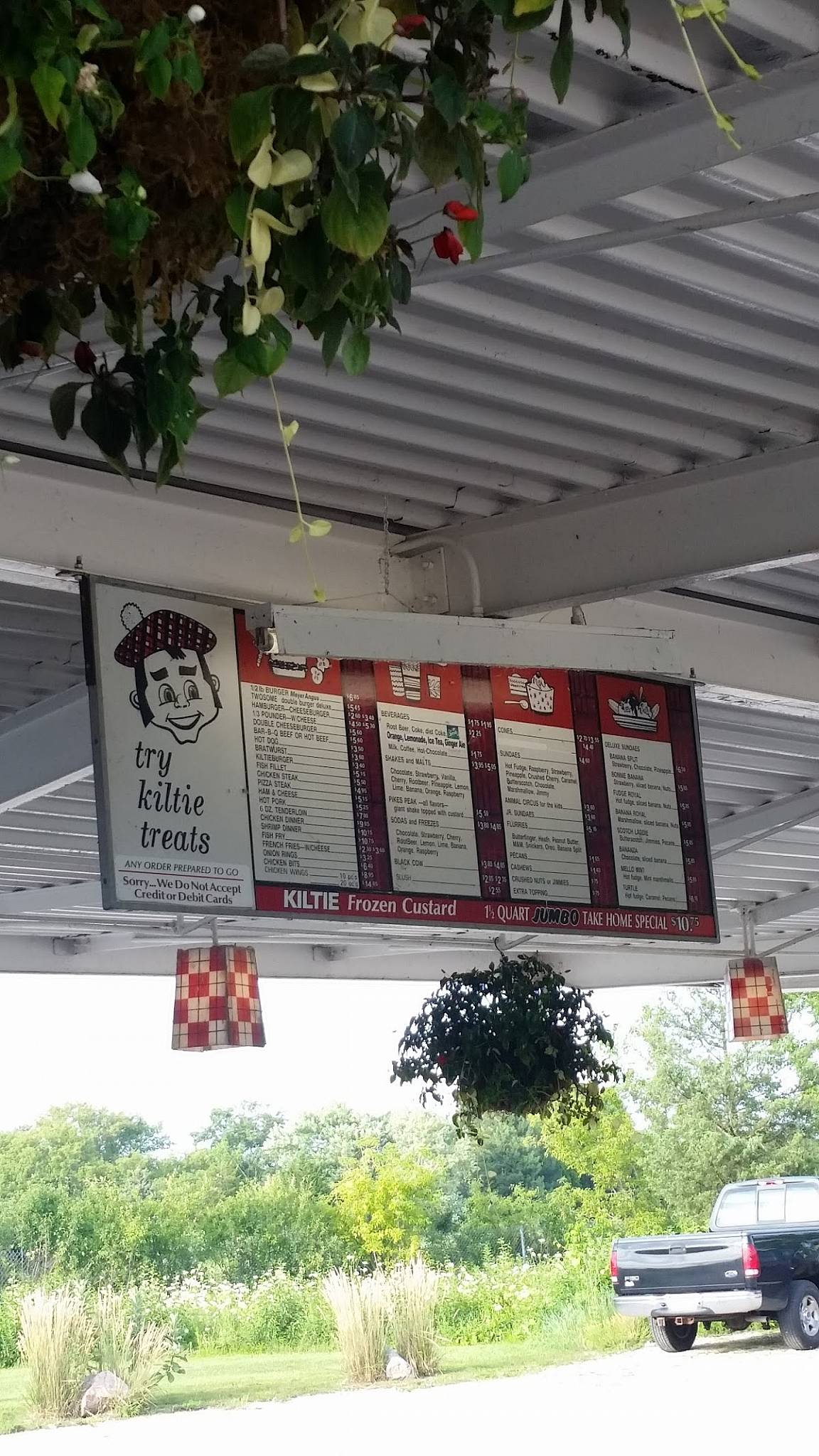Menu at Kiltie Drive-In restaurant, Oconomowoc, N48W36154 E Wisconsin Ave