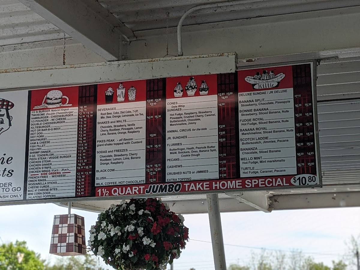 Menu at Kiltie Drive-In restaurant, Oconomowoc, N48W36154 E Wisconsin Ave