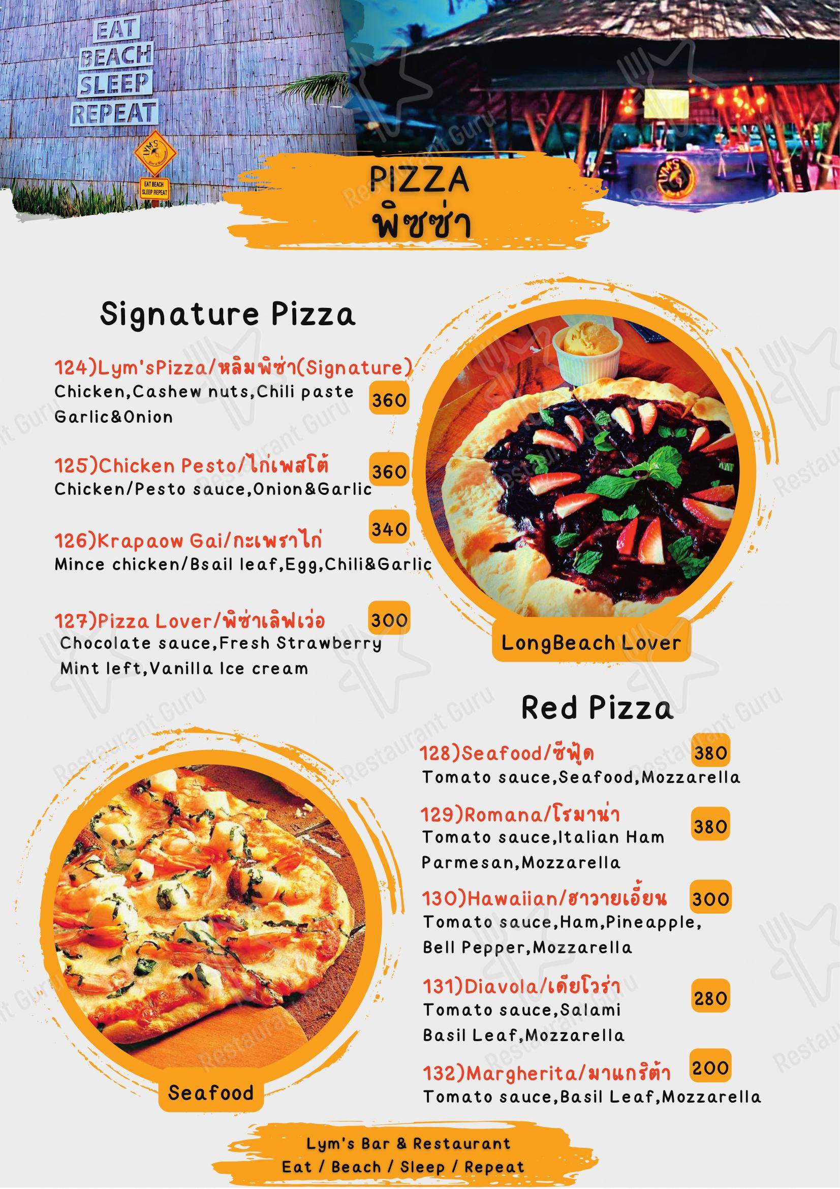Menu at Lym's Bar & Restaurant @ Koh Lanta, Ko Lanta Yai