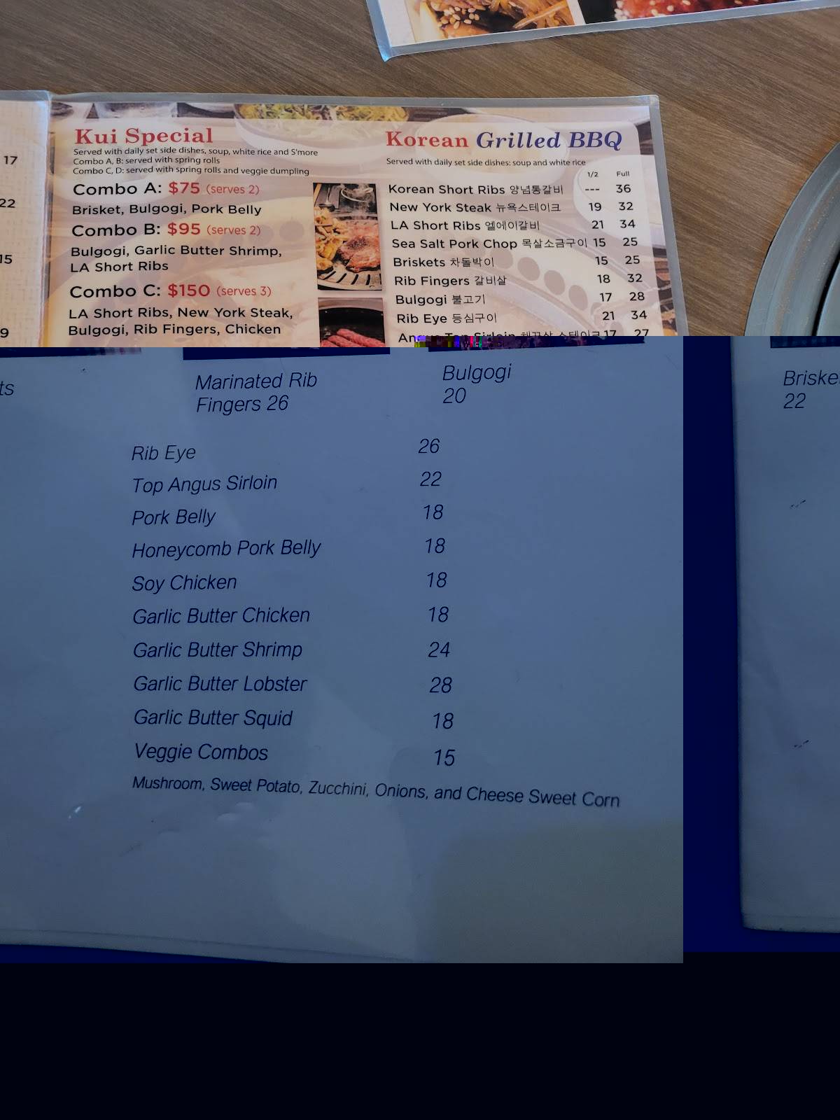 Menu at Kui Korean BBQ, Highland, Indianapolis Blvd