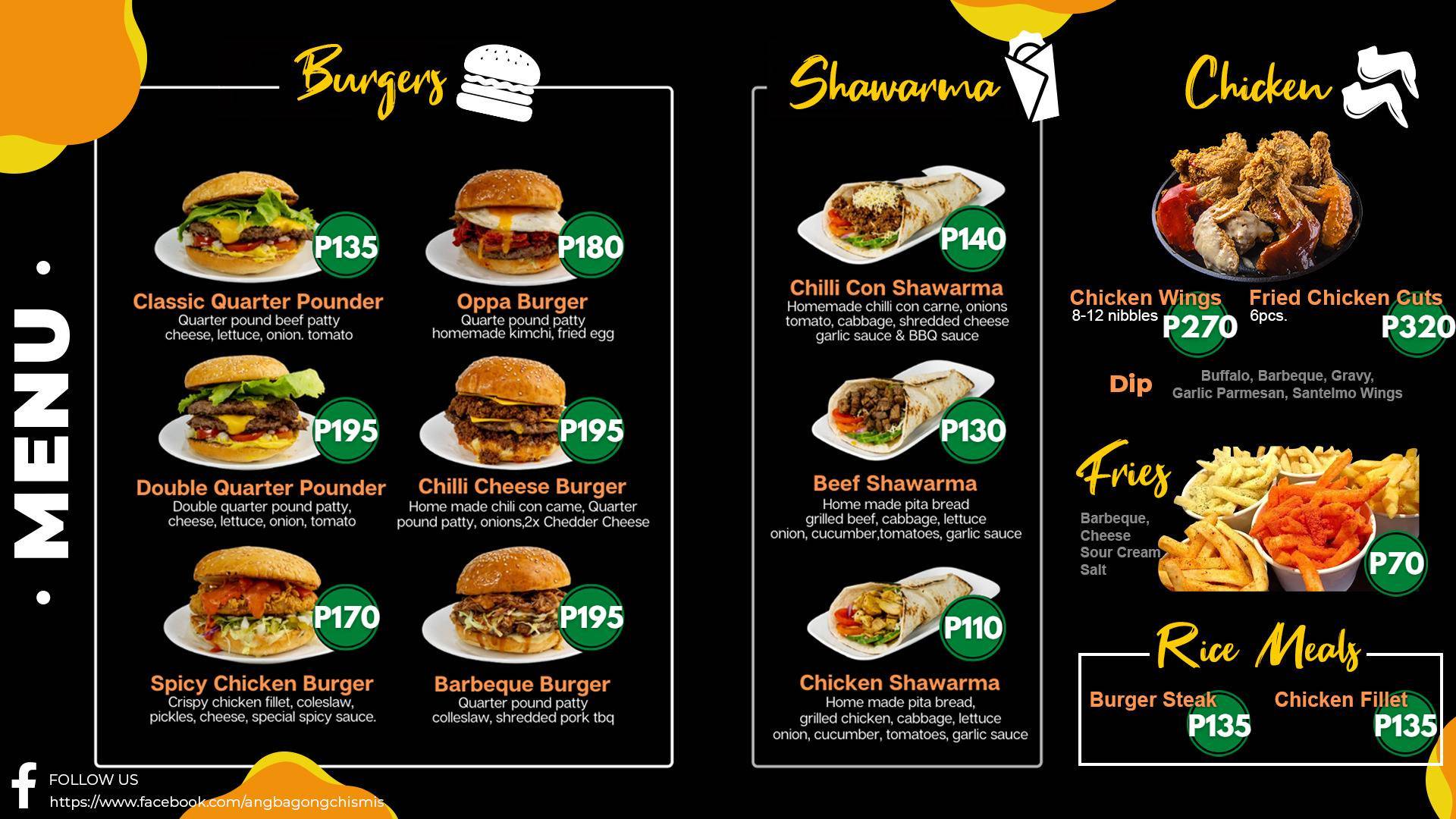 Menu at Kuya Warwar's (Talisay Branch) restaurant, Talisay City