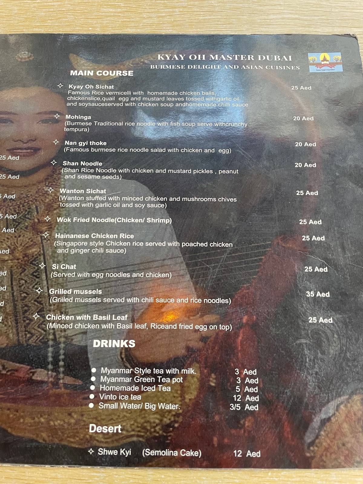 Menu at Kyay Oh Master (Dubai) restaurant, UAE
