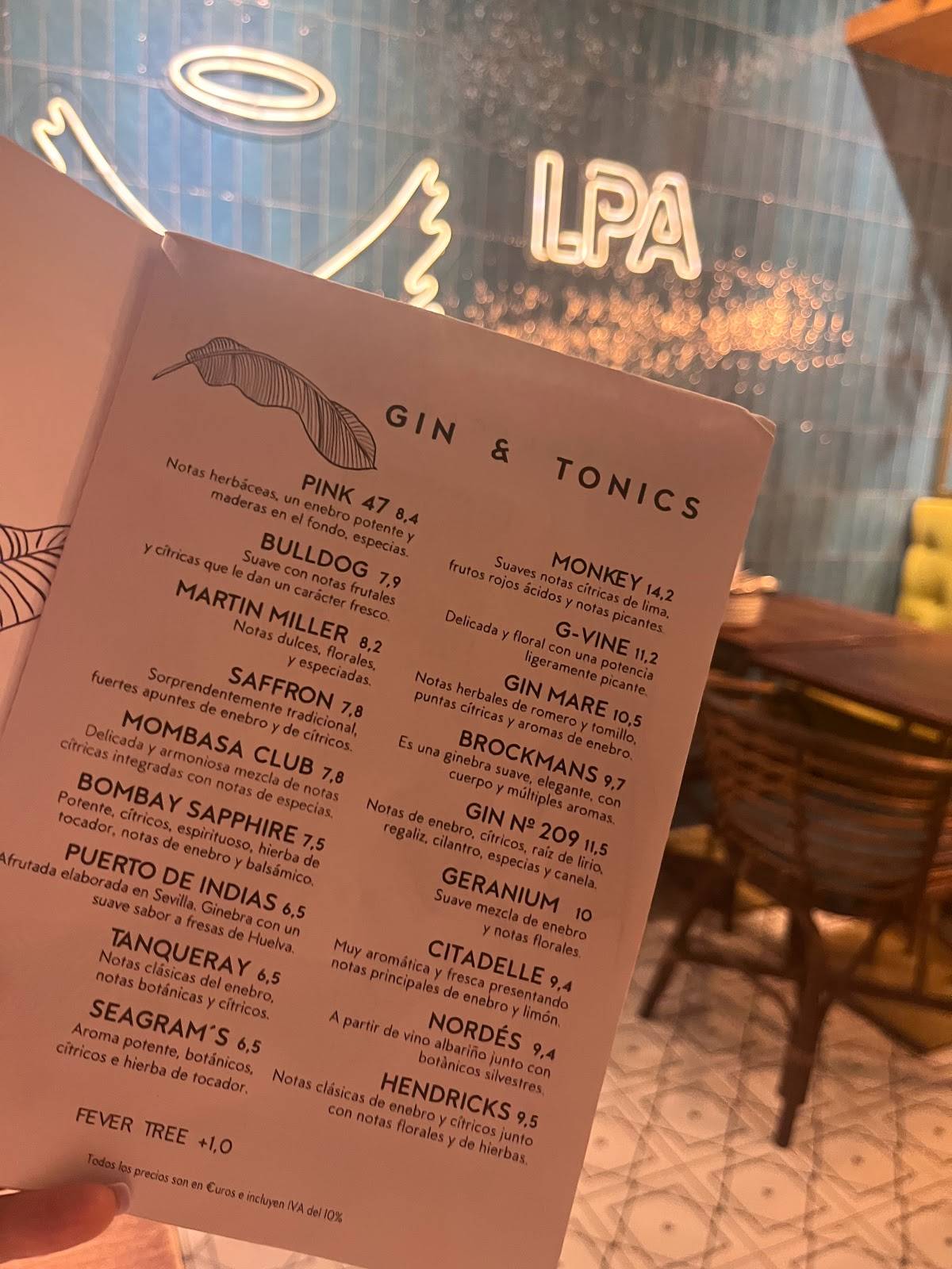 Menu at LPA TheCulinaryBar, Ayamonte, Pl. la Lota