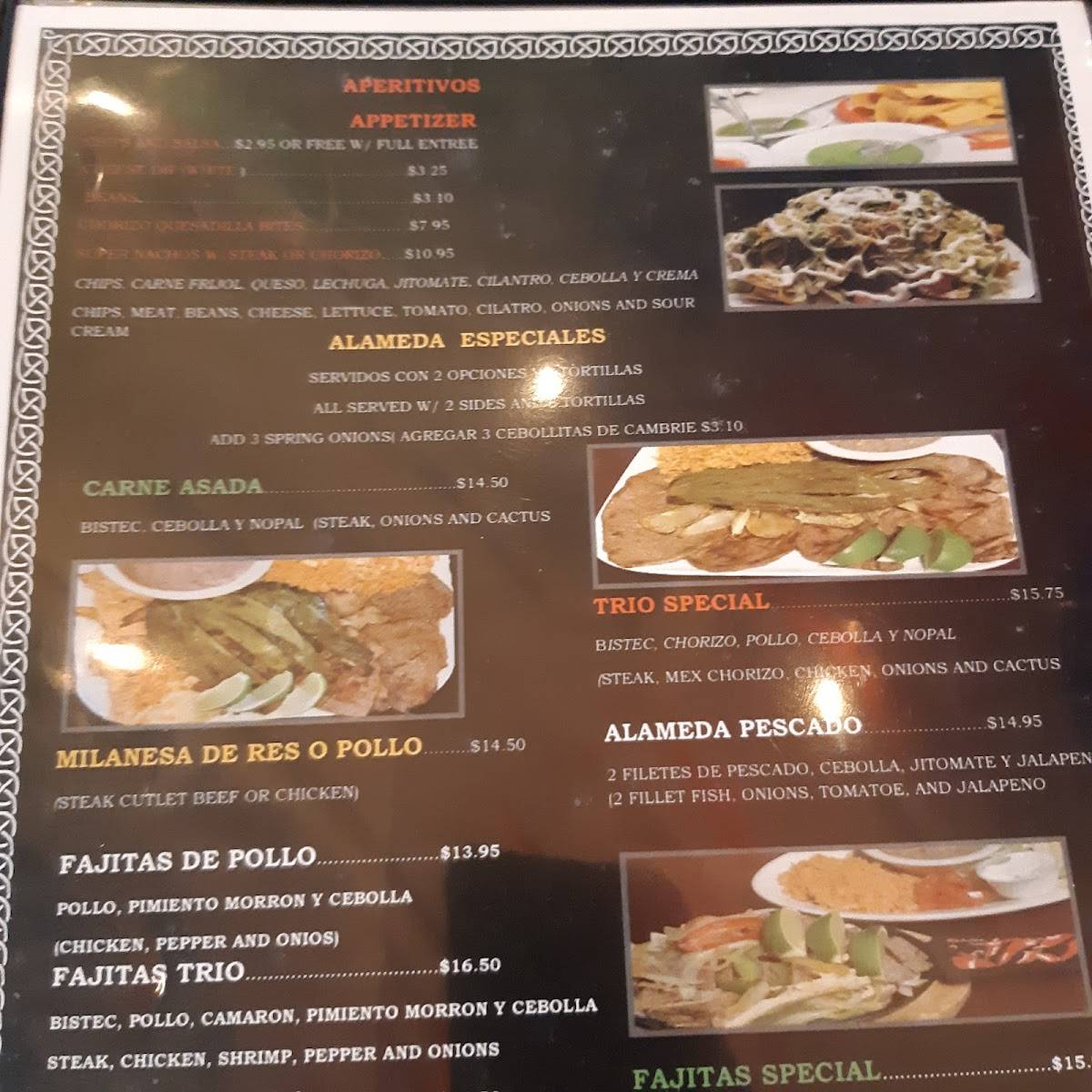 Menu at La Alameda Mexican Restaurant, New Port Richey