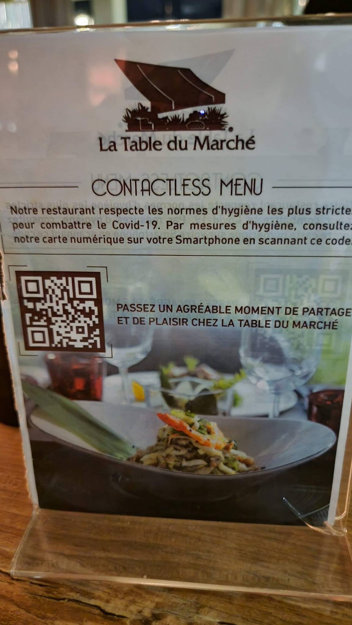 Menu au La Table du Marché restaurant, Tanger, Marina Bay