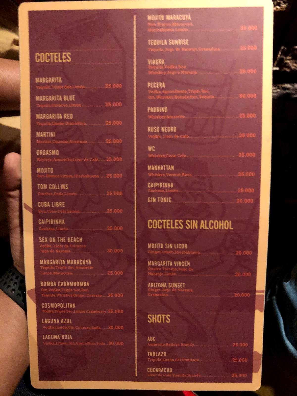 Carta del pub y bar La Topa Tolondra, Cali, Cl. 5 #13-27