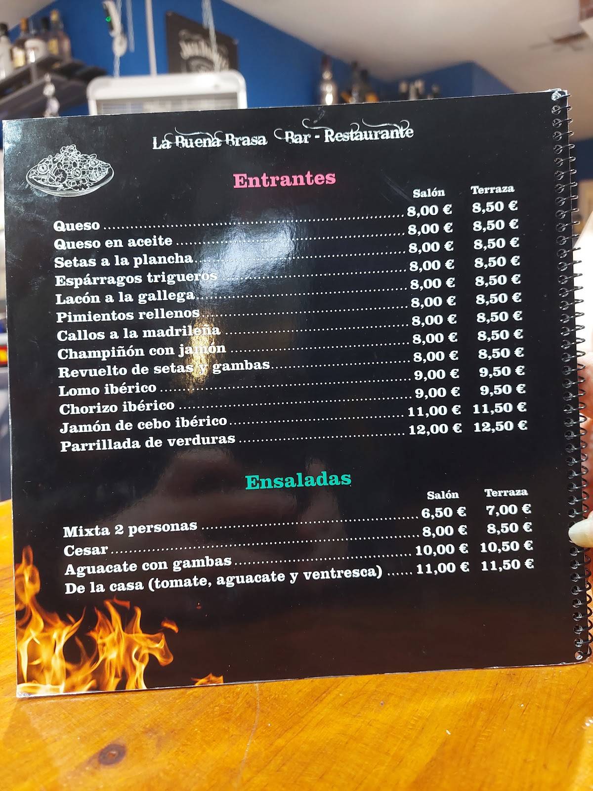 Carta de Bar restaurante La buena brasa, Yuncos