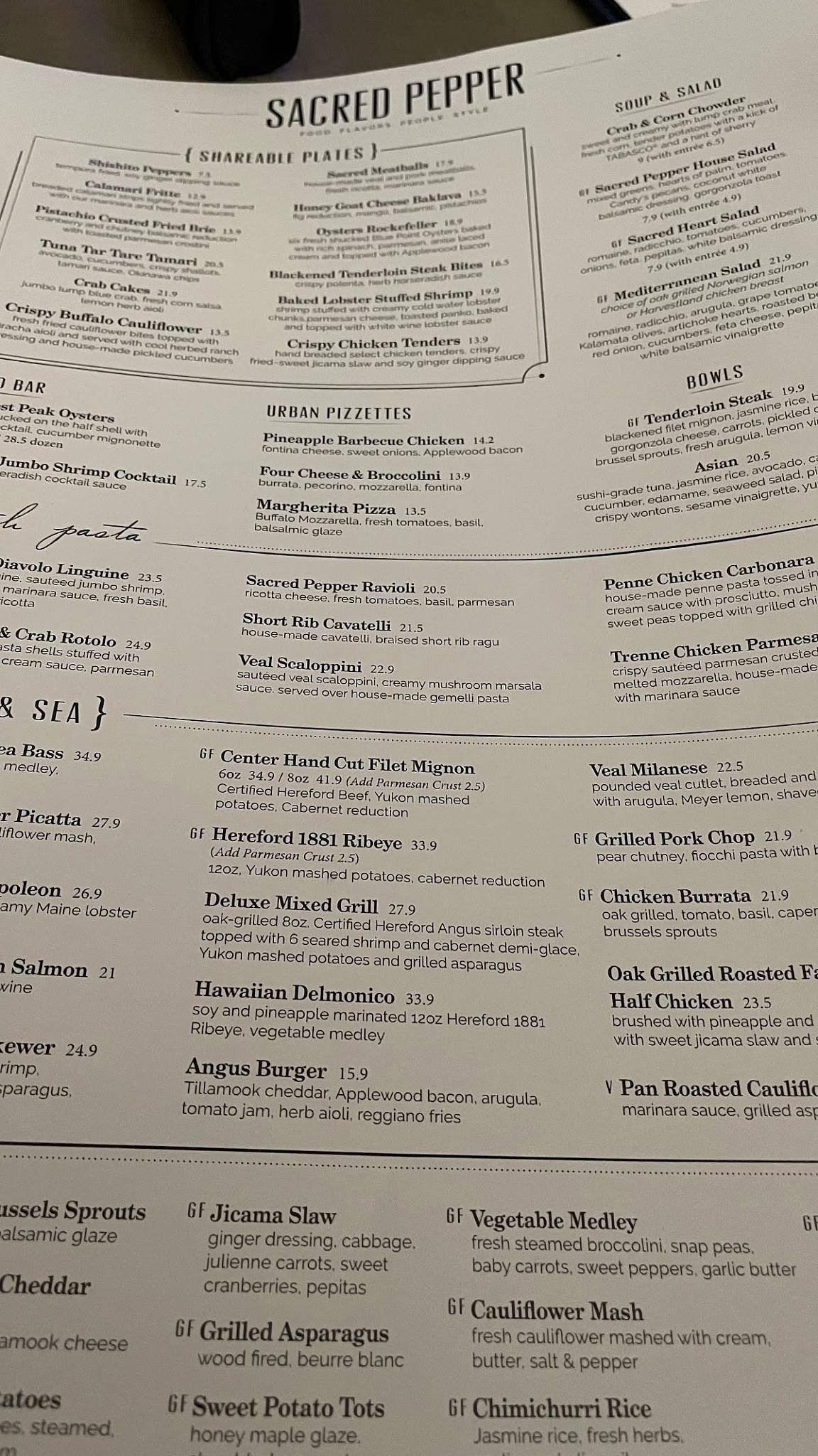 Menu at The Sacred Pepper restaurant, Tampa