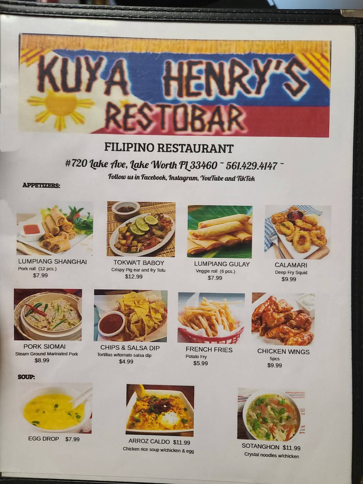 Menu at Kanto Asian Street Food by Lutong Pinoy restaurant, Lake Worth