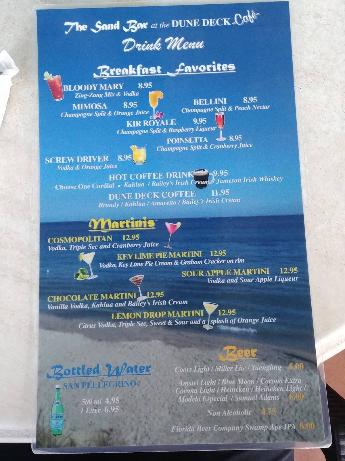 Menu at Dune Deck Café cafe, Lantana