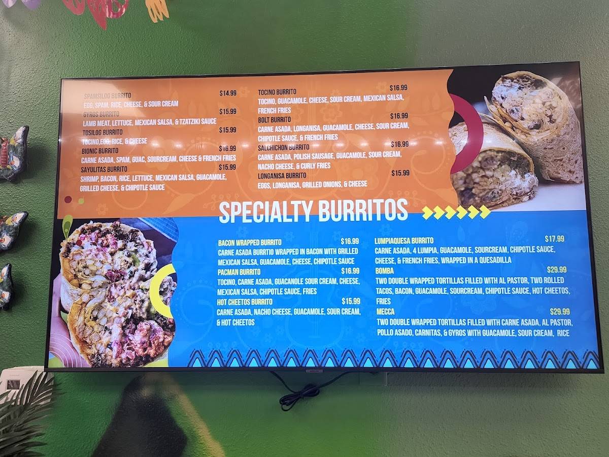 Menu at Sayulitas restaurant, Las Vegas