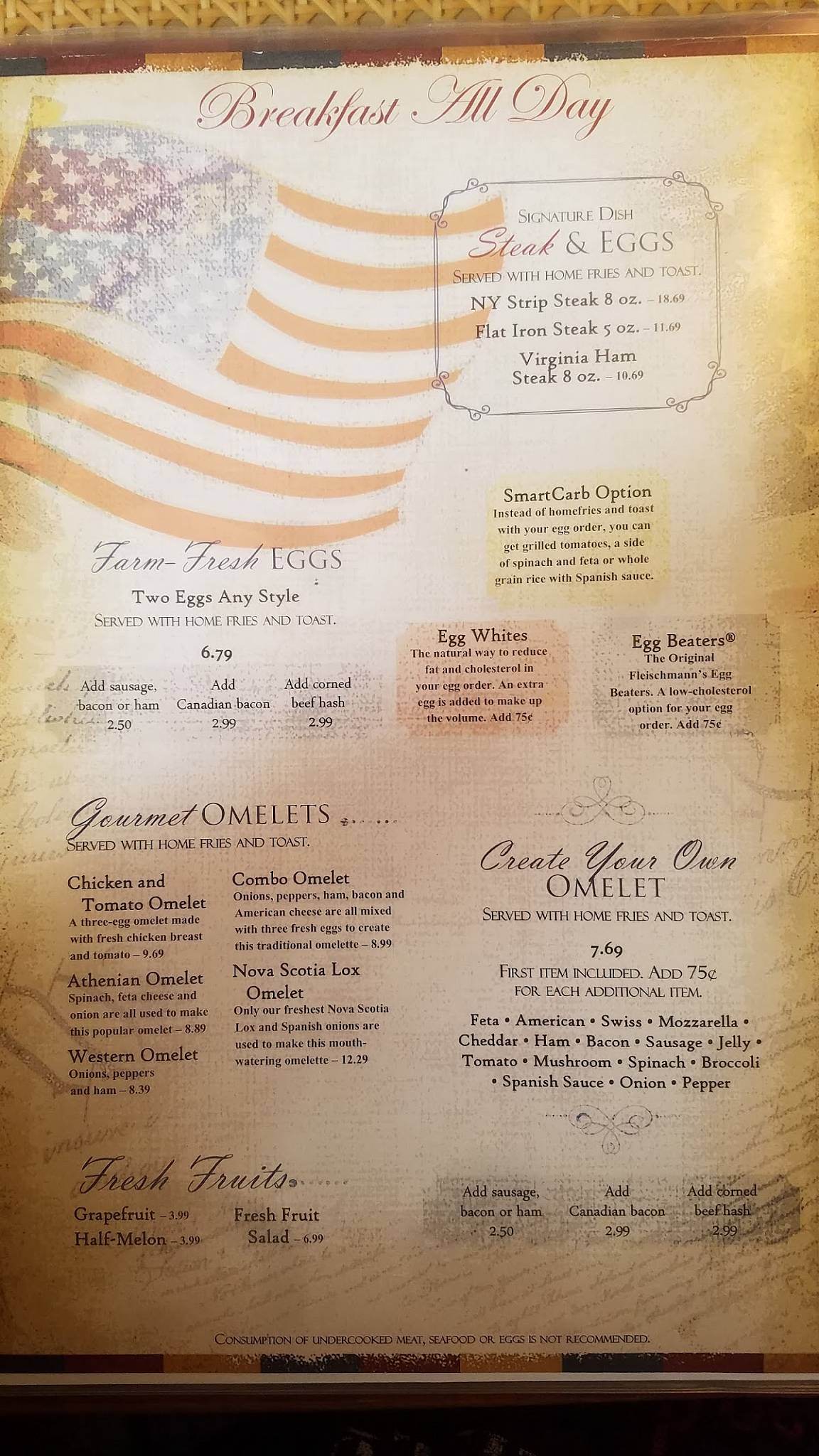 Menu at Latham '76 Diner restaurant, Latham
