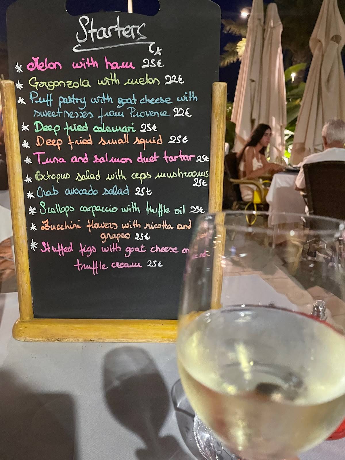 Menu at Le Petit Port restaurant, Menton