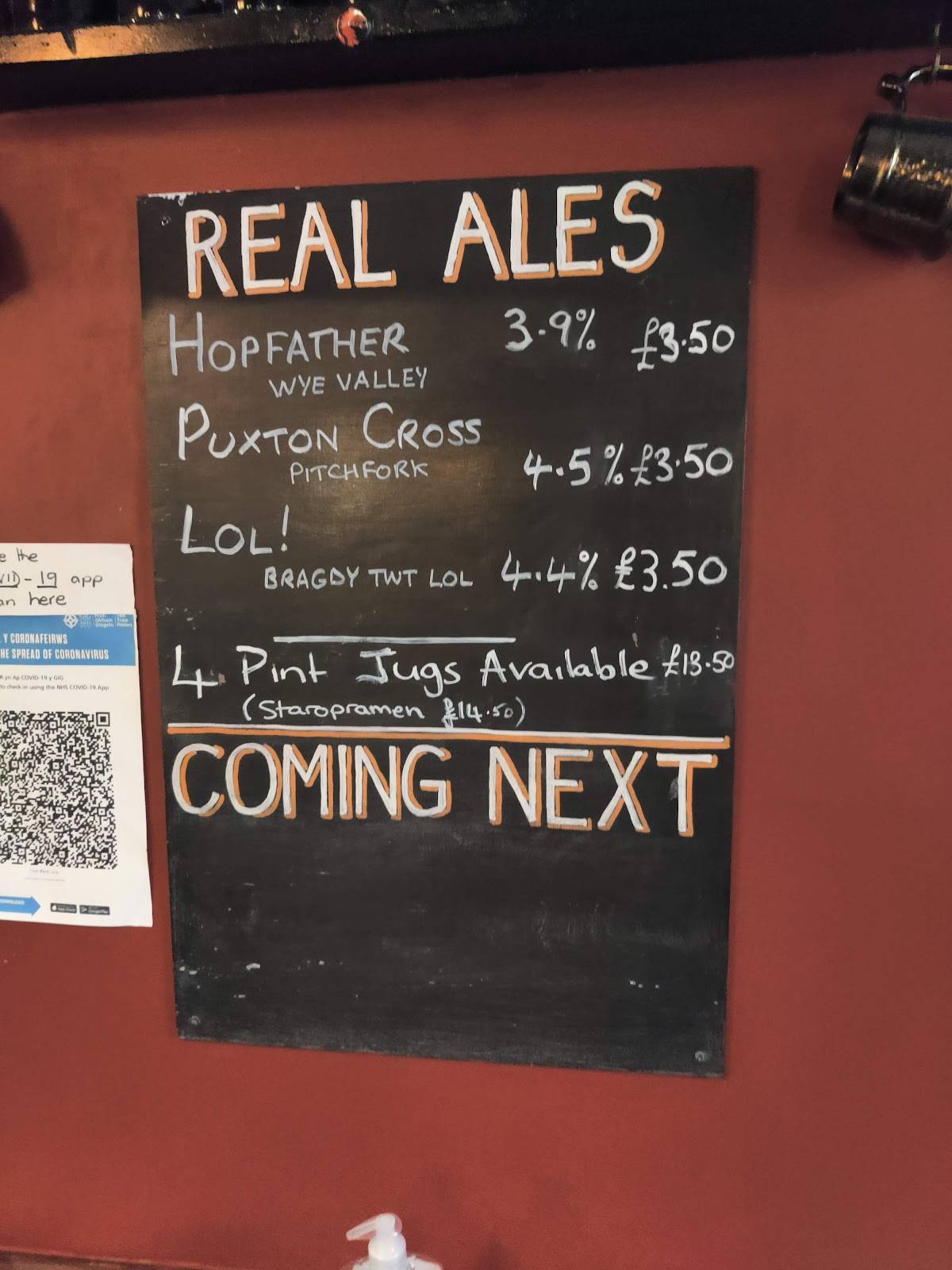 Menu at The Red Lion pub & bar, Llangynidr