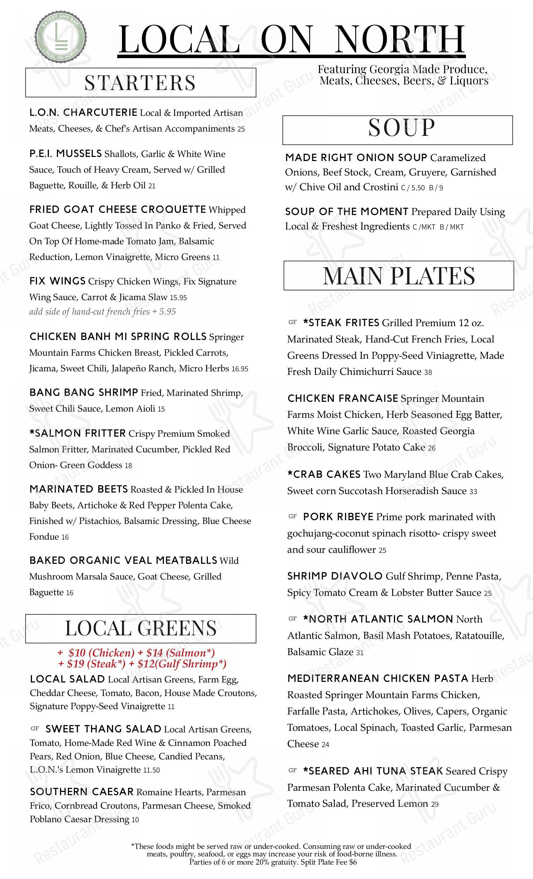 Menu at Local On North pub & bar, Canton, 170 North St