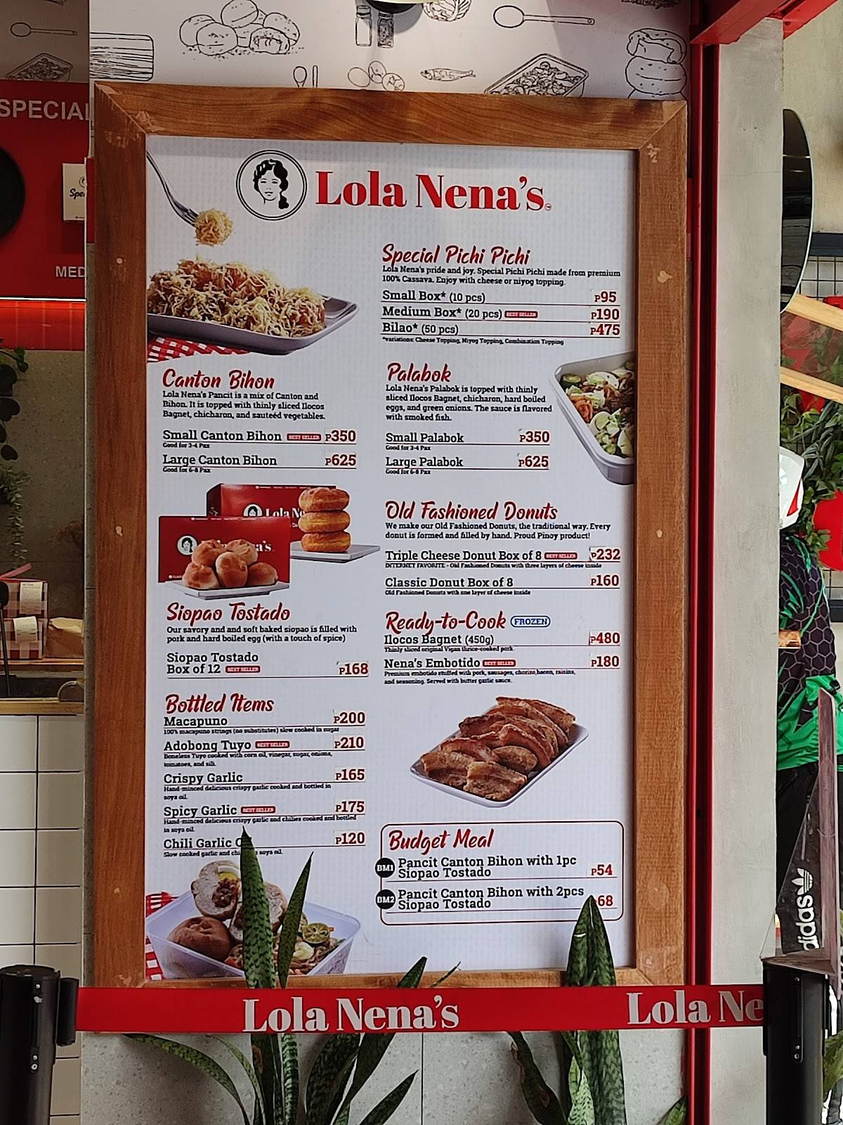 Menu at Lola Nena's restaurant, Makati
