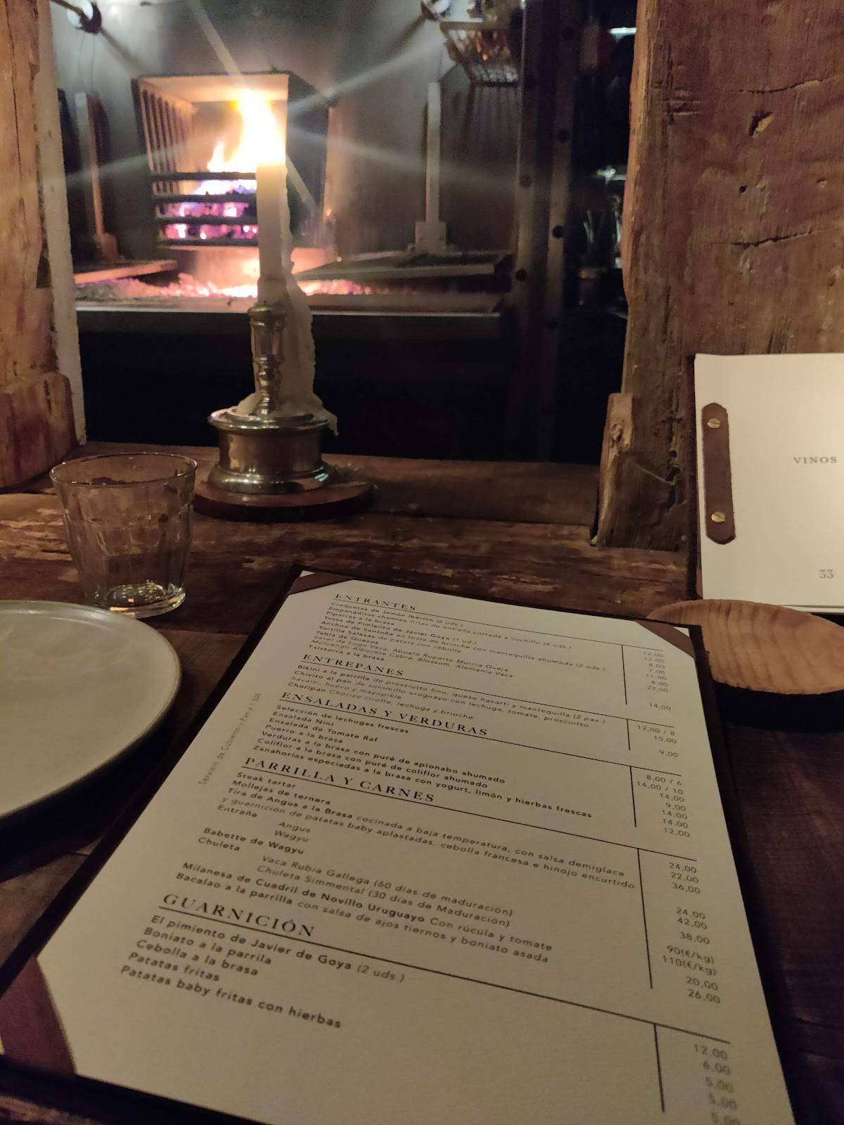 Carta de Los 33 Restaurante, Madrid