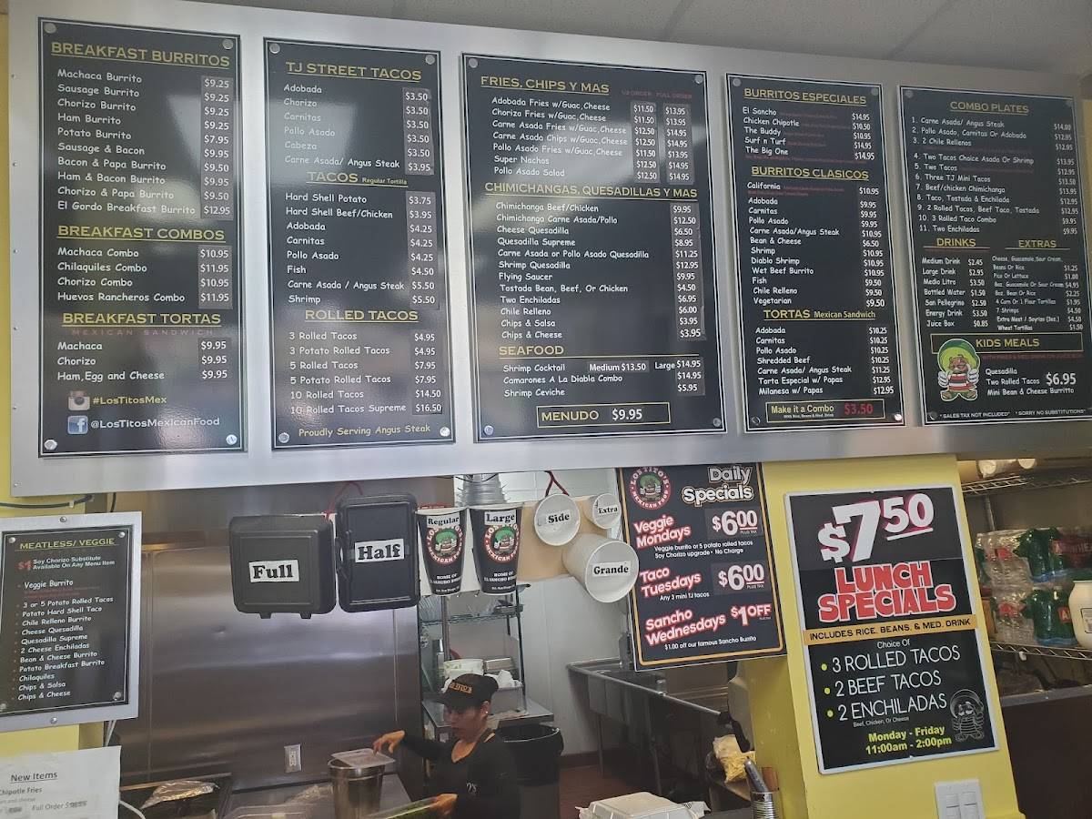 Menu at Los Titos Mexican Food restaurant, Murrieta