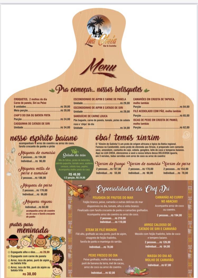 Menu em Lua Cheia Bar & Cozinha, Itacaré