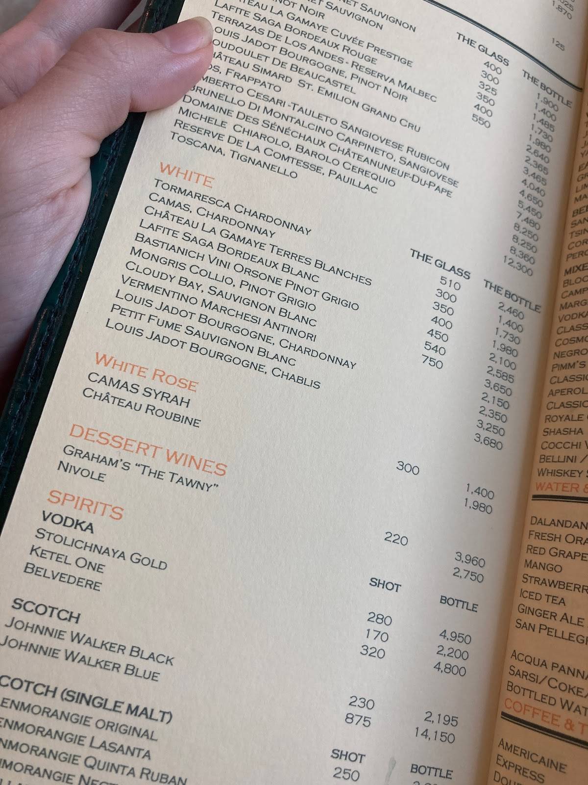 Menu at Lusso cafe, Makati, Legaspi Street