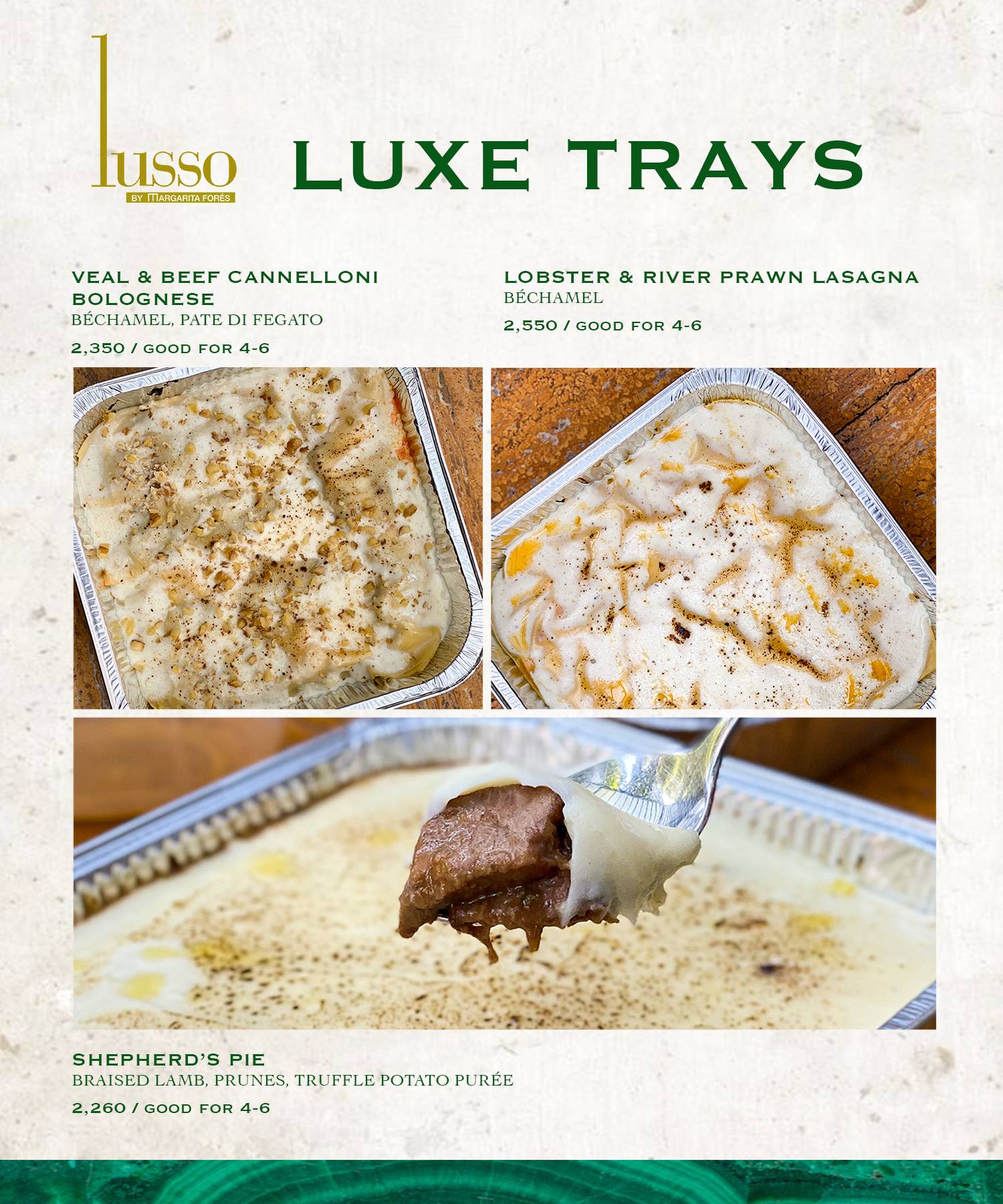 Menu at Lusso cafe, Makati, Legaspi Street