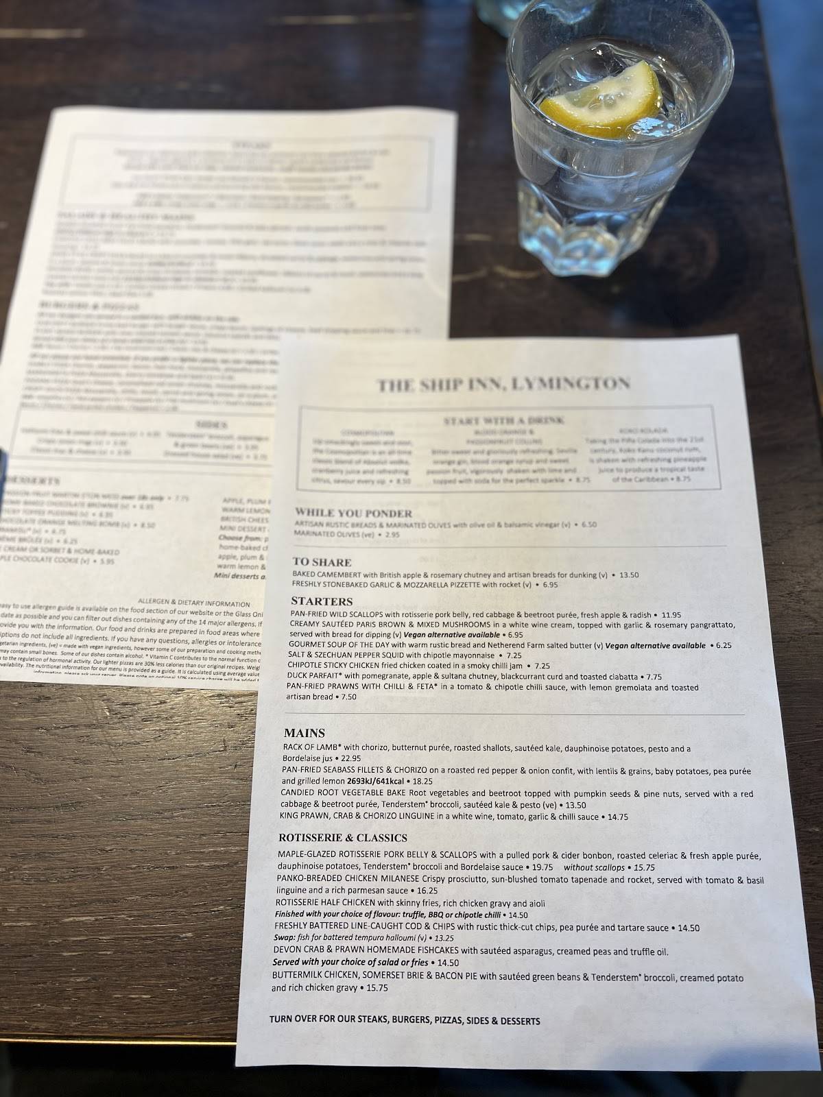 Menu at Ship Inn Lymington pub & bar, Lymington