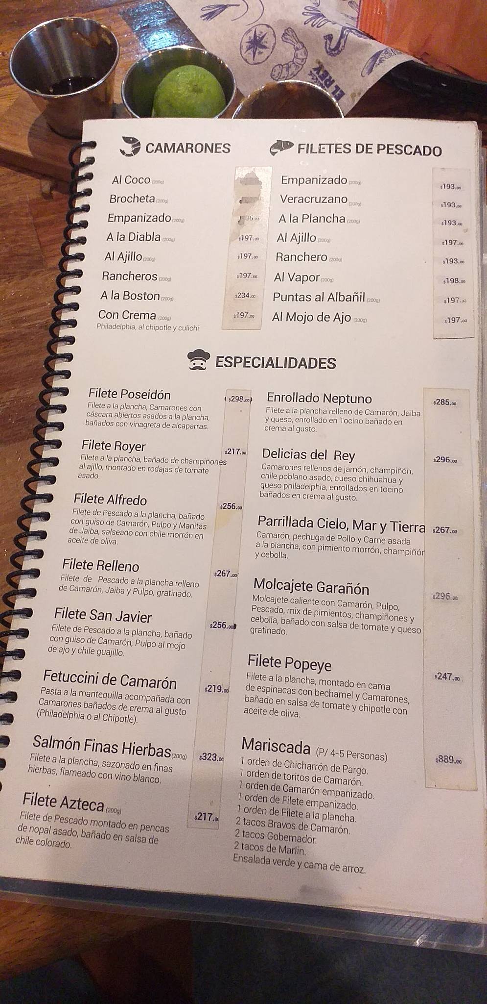 Carta del restaurante MARISCOS EL REY, Hermosillo, Reforma #277 e ...