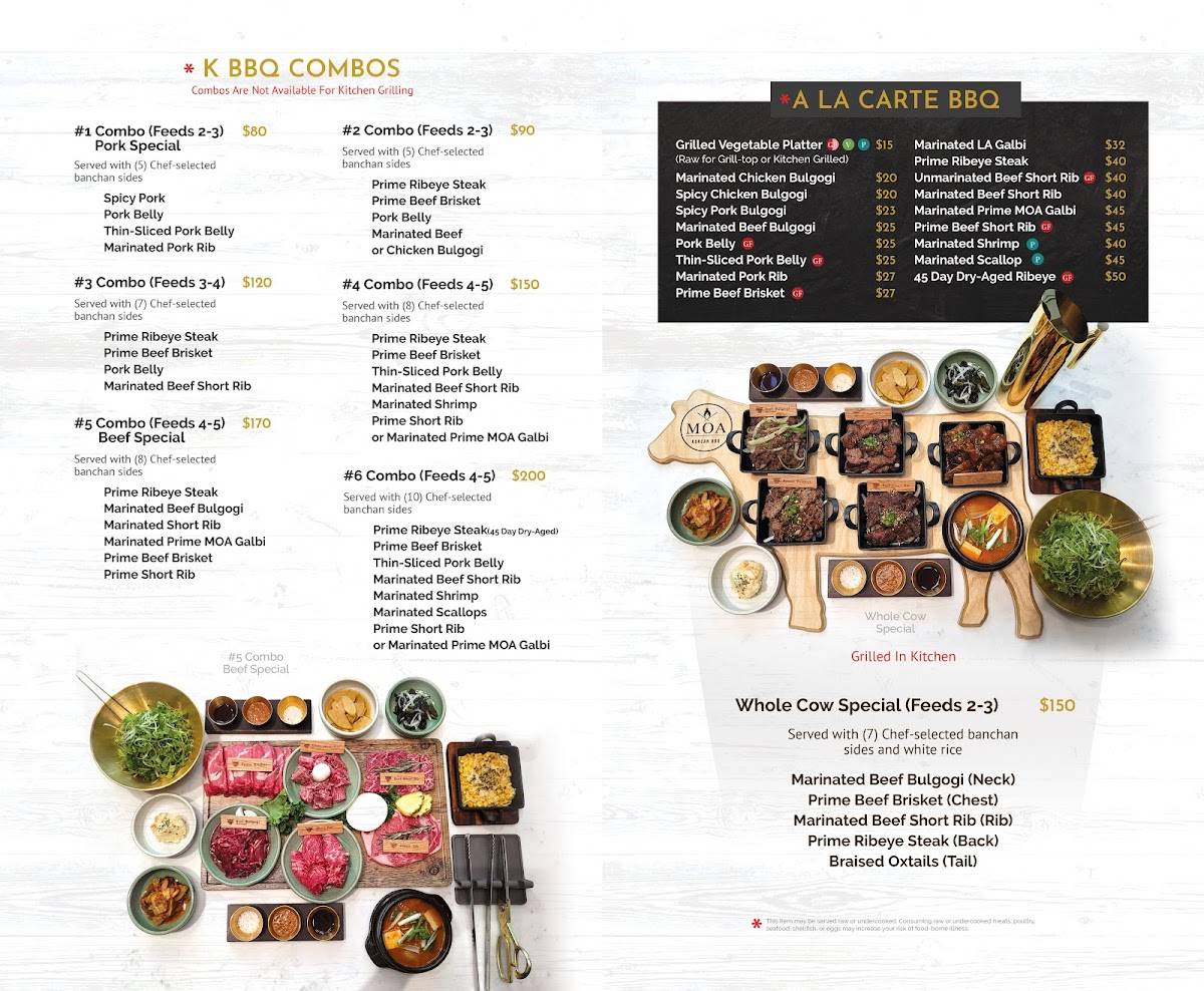 Menu at MOA Korean BBQ & Bar - Charlotte, Charlotte