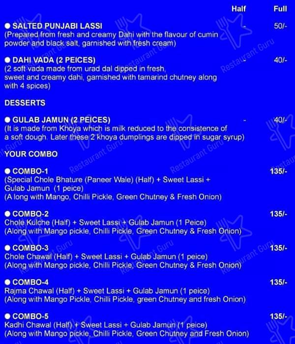 Menu at MP - 09 Nagpal's Special Chole Paneerwale Bhatoore, Indore ...