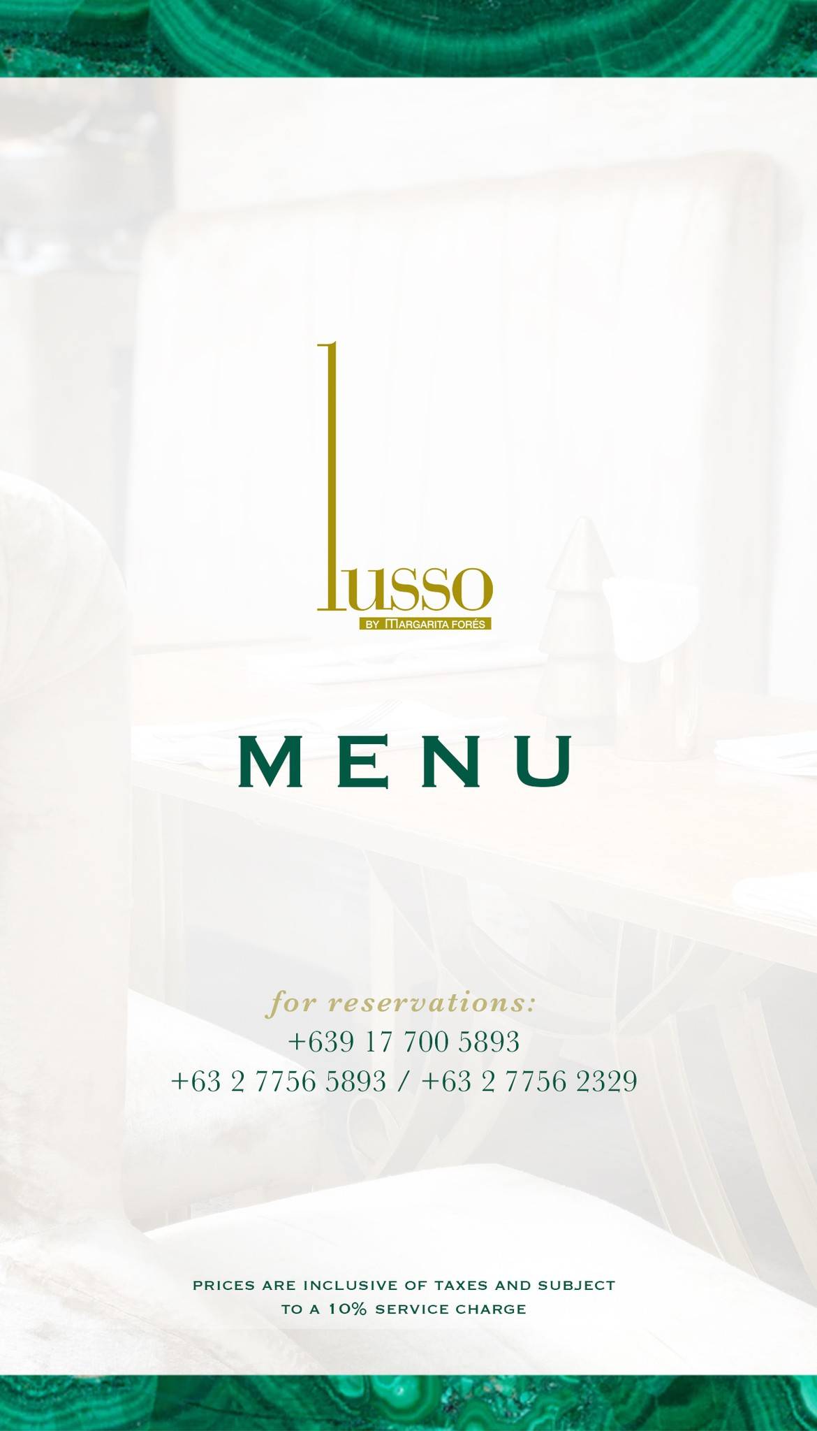 Menu at Lusso cafe, Makati, Legaspi Street