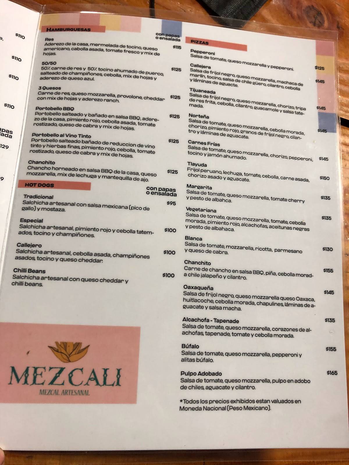 Carta del pub y bar Mamut Cervecería, Tijuana