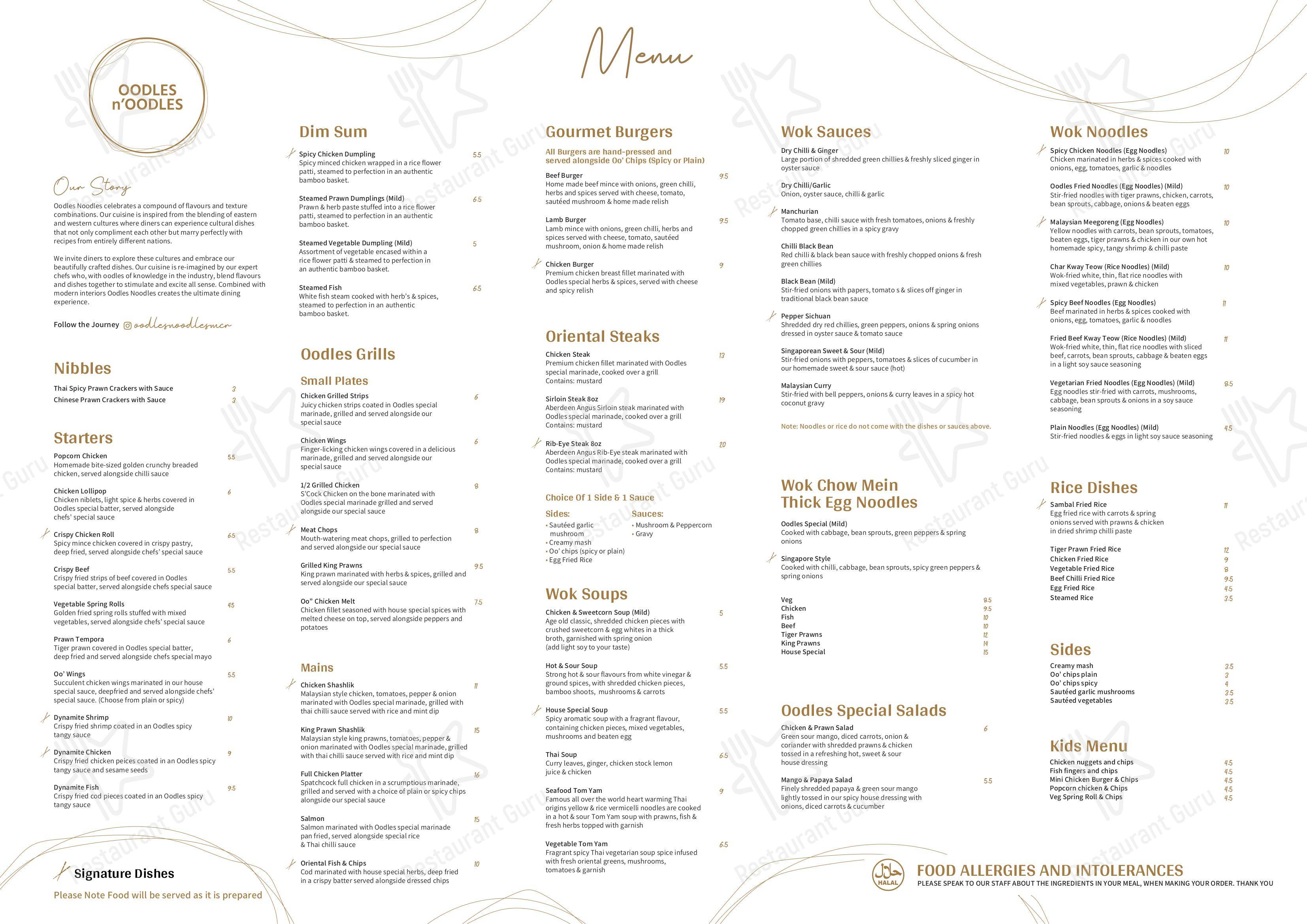 Menu at Oodles N’Oodles Restaurant Manchester, Manchester