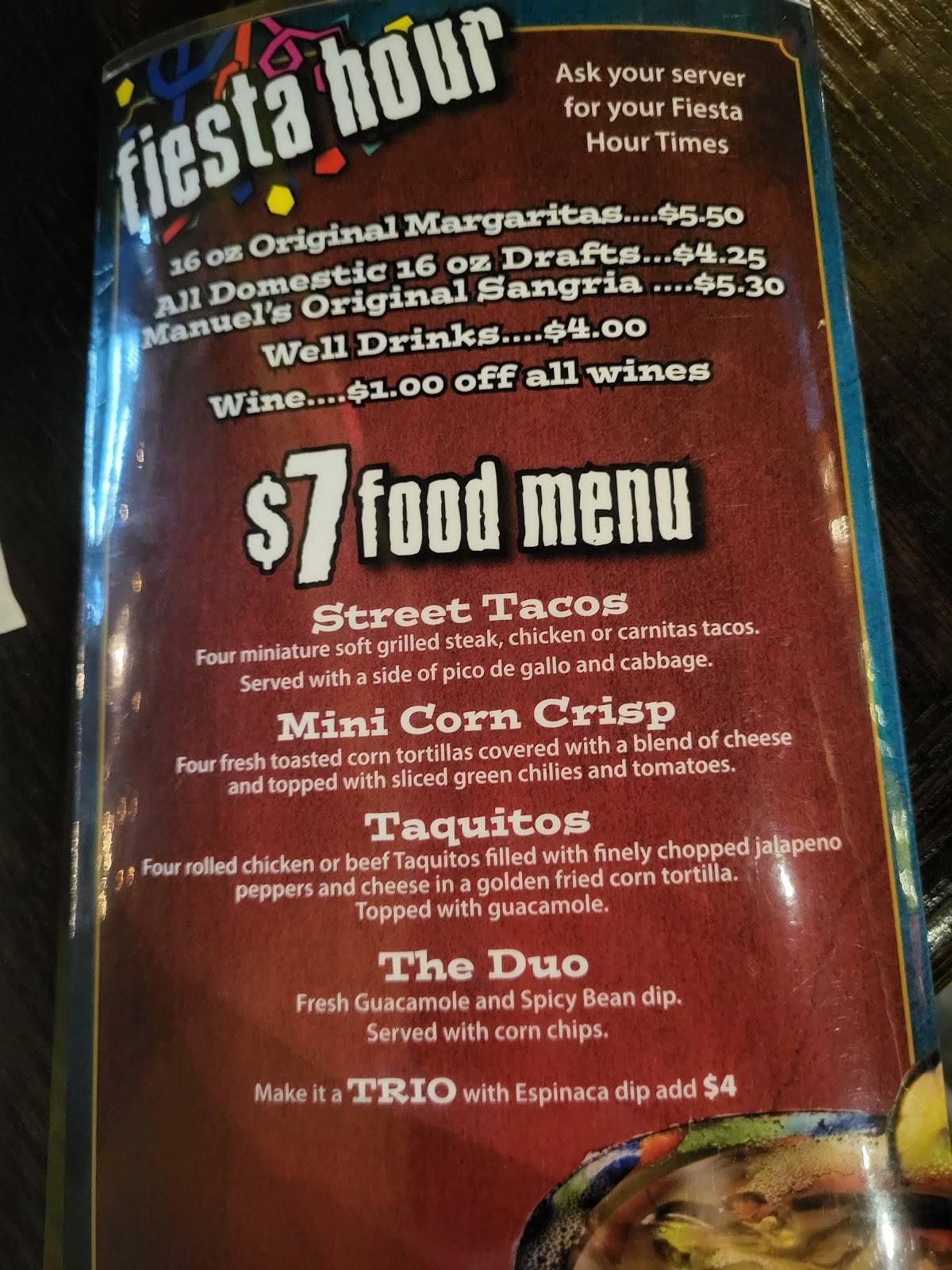 Menu at Manuel's Mexican Restaurant & Cantina Chandler, Chandler