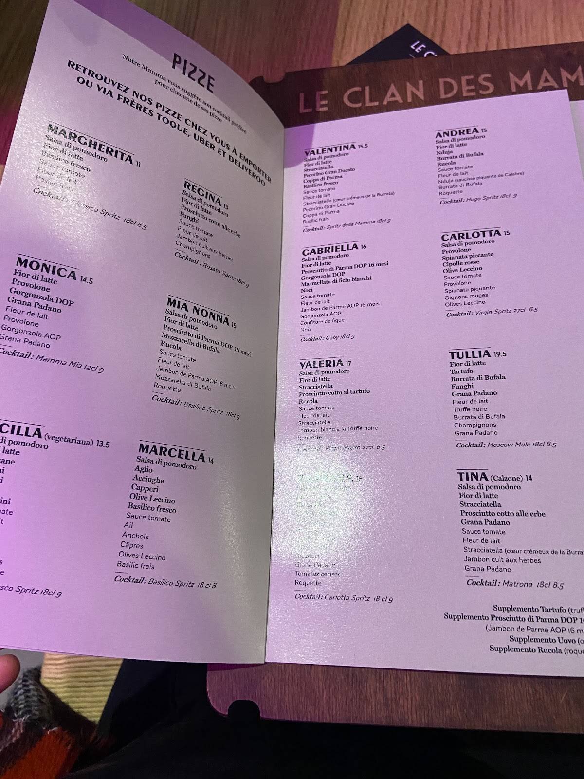 Menu at Marcella - Le Clan des Mamma Nancy restaurant, Nancy