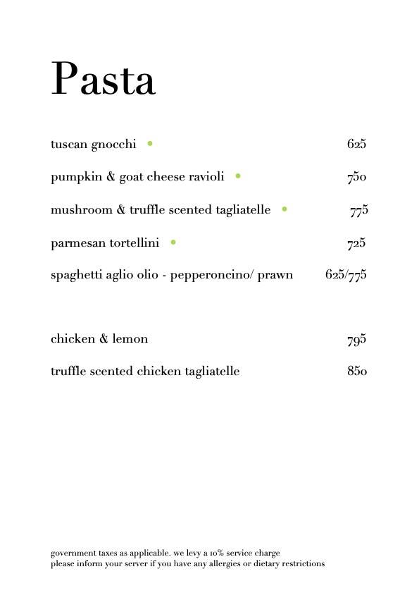 Menu at Maruchi, New Delhi, Sri Aurobindo Marg