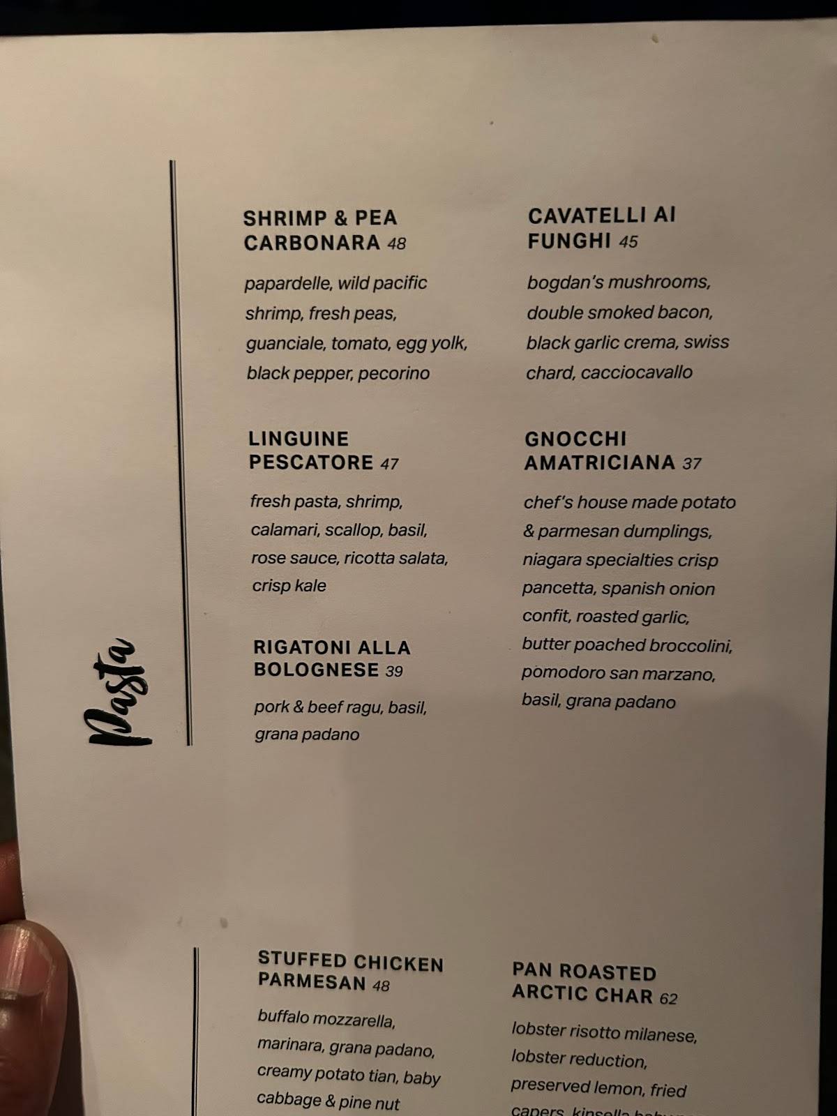 Menu at Massimo’s Italian Fallsview Restaurant, Niagara Falls