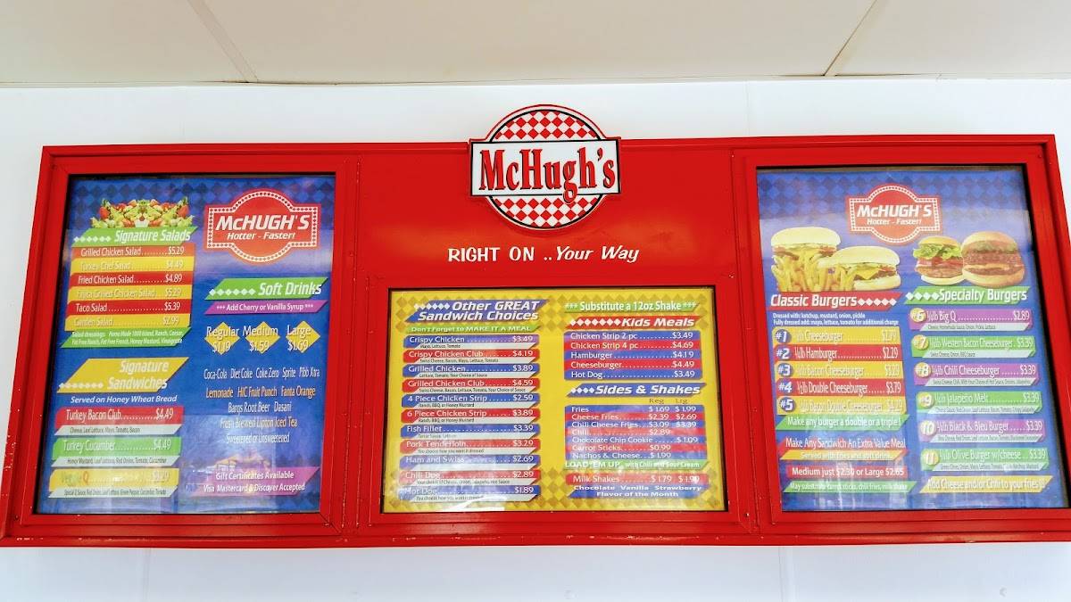 Menu at Mc Hugh's Double Drive Thru restaurant, Charleston