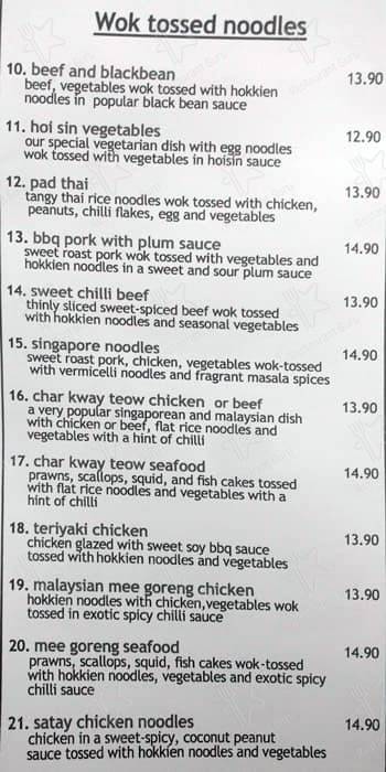 Menu at Meadowbrook Noodle Bar & Asian Cuisine, Loganlea